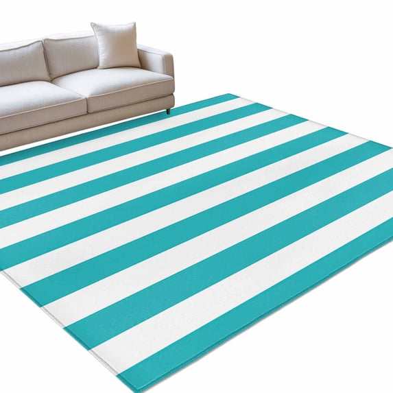 Area Rug 3x5ft Blue and White Stripe Pattern Washable Area Rugs for ...