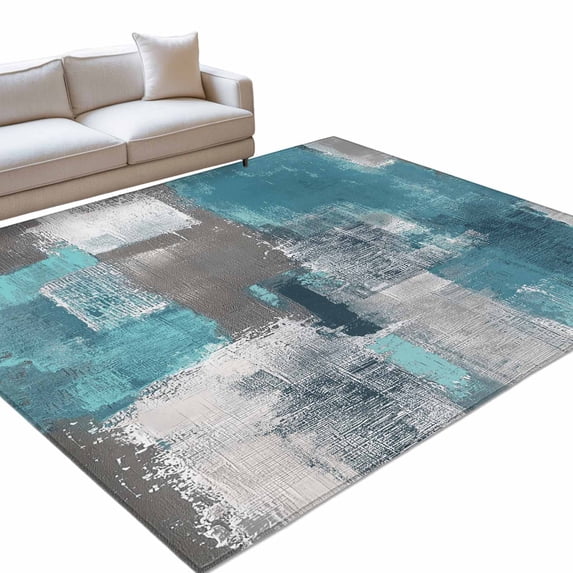 Area Rug 3x5ft Blue-gray Smear Washable Area Rugs for Living Room ...
