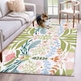 Area Rug 3x5ft Bohemia Pink Flower Green Leaves Area Rugs Washable Low ...