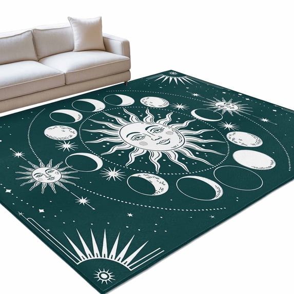 Area Rug 3x5ft Bohemian Sun Moon Texture Washable Area Rugs for Living ...