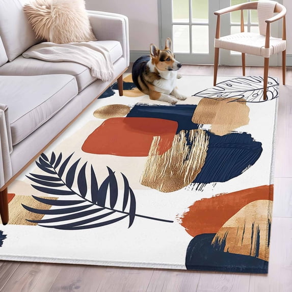 Area Rug 3x5ft Boho Geometric Tropical Palm Leaf Area Rugs Washable Low ...