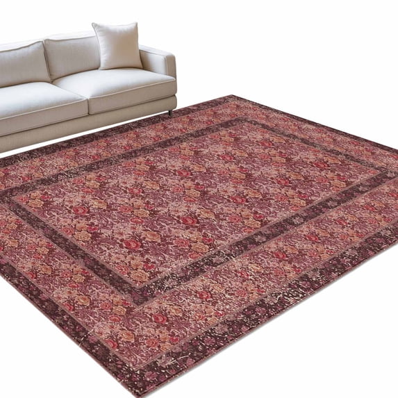 Area Rug 3x5ft Boho Pink Flowers Washable Area Rugs for Living Room ...