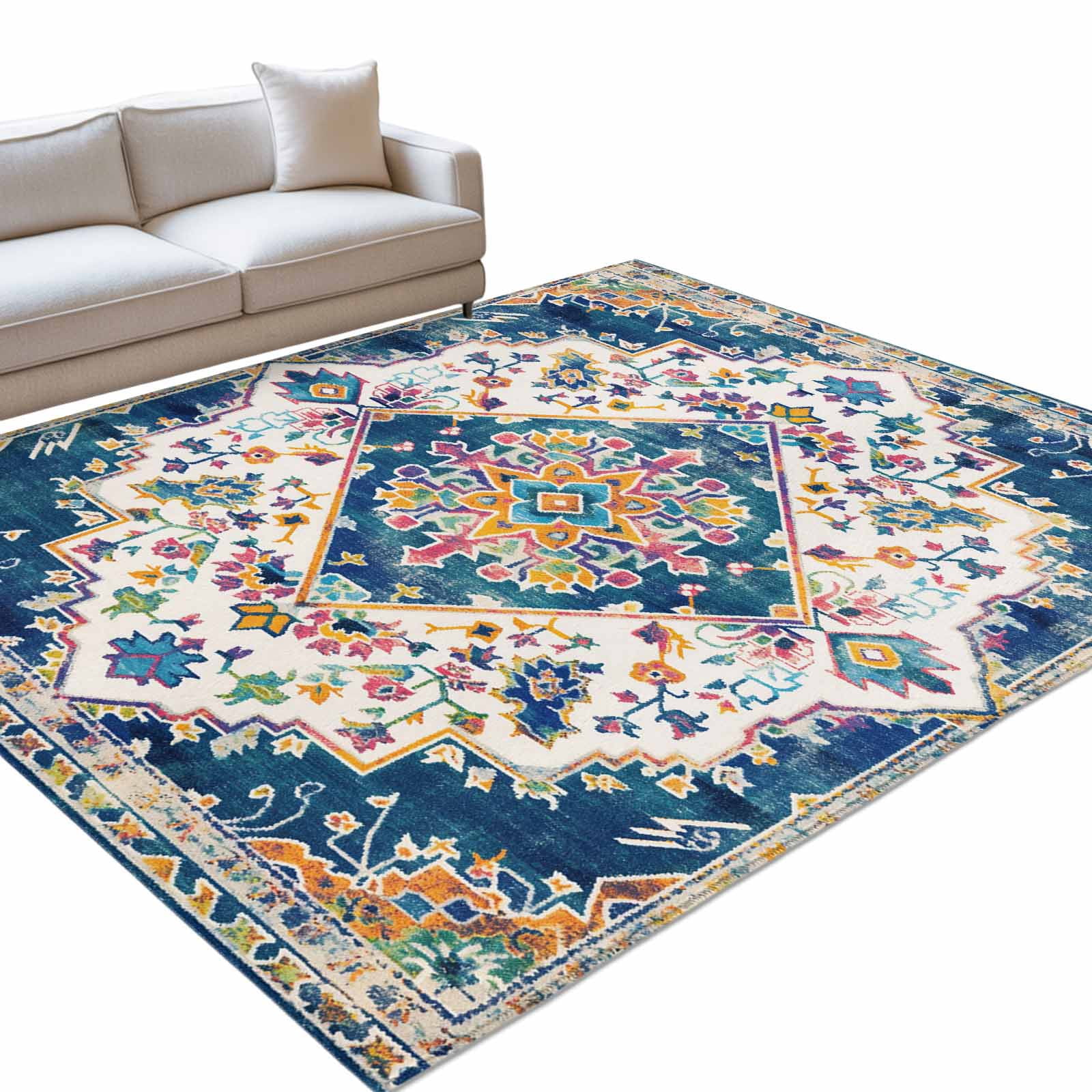 Area Rug 3x5ft Boho Tribal Washable Area Rugs for Living Room Ethnic ...