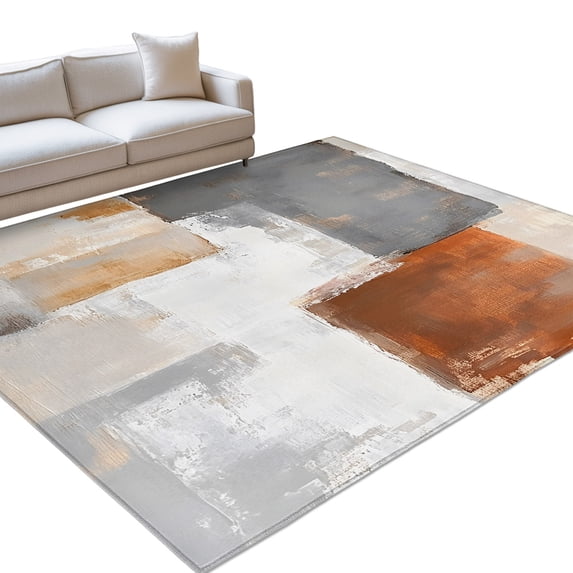 Area Rug 3x5ft Brown White Gray Oil Painting Washable Area Rugs for ...