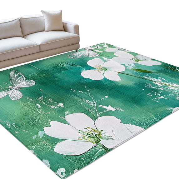 Area Rug 3x5ft Butterfly Flowers Washable Area Rugs for Living Room ...