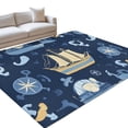 Area Rug 3x5ft Cartoon Sailboat Anchor Washable Area Rugs for Living ...