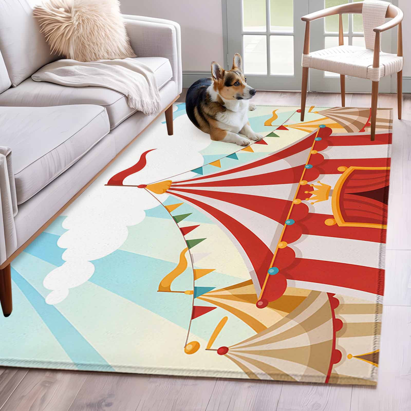 Area Rug 3x5ft Cartoon Stripe House Flag Area Rugs Washable Low Pile ...