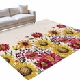 Area Rug 3x5ft Chrysanthemum Washable Area Rugs for Living Room Yellow ...