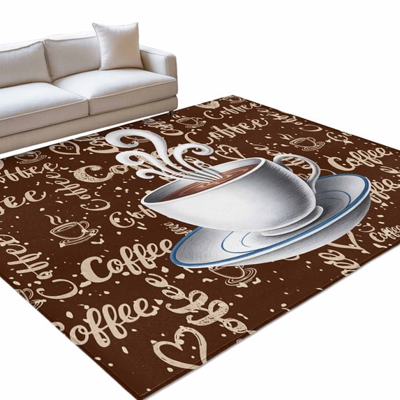 Area Rug 3x5ft Coffee Theme Vintage Washable Area Rugs for Living Room ...