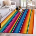 Area Rug 3x5ft Colorful Mexican Stripe Area Rugs Washable Low Pile ...