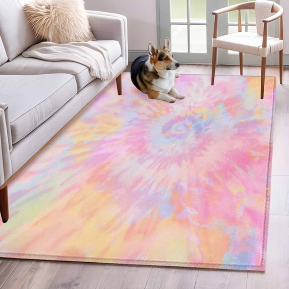 Area Rug 3x5ft, Colorful Rainbow Tie Dye Style Washable Rugs for Living ...