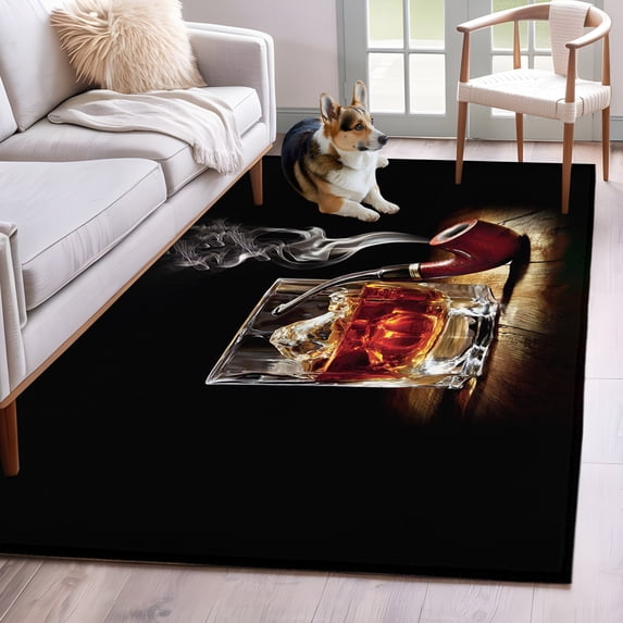 Area Rug 3x5ft Country Style Whiskey with Ice Area Rugs Washable Low ...