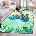 Area Rug 3x5ft Cute Cartoon Animal Blue Dinosaurs Area Rugs Washable ...
