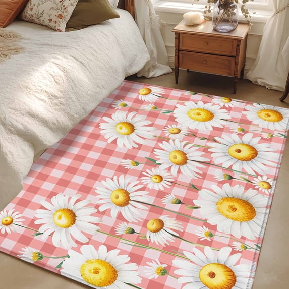 Area Rug 3x5ft Daisy Floral Carpets Indoor Floor Area Mat Washable ...