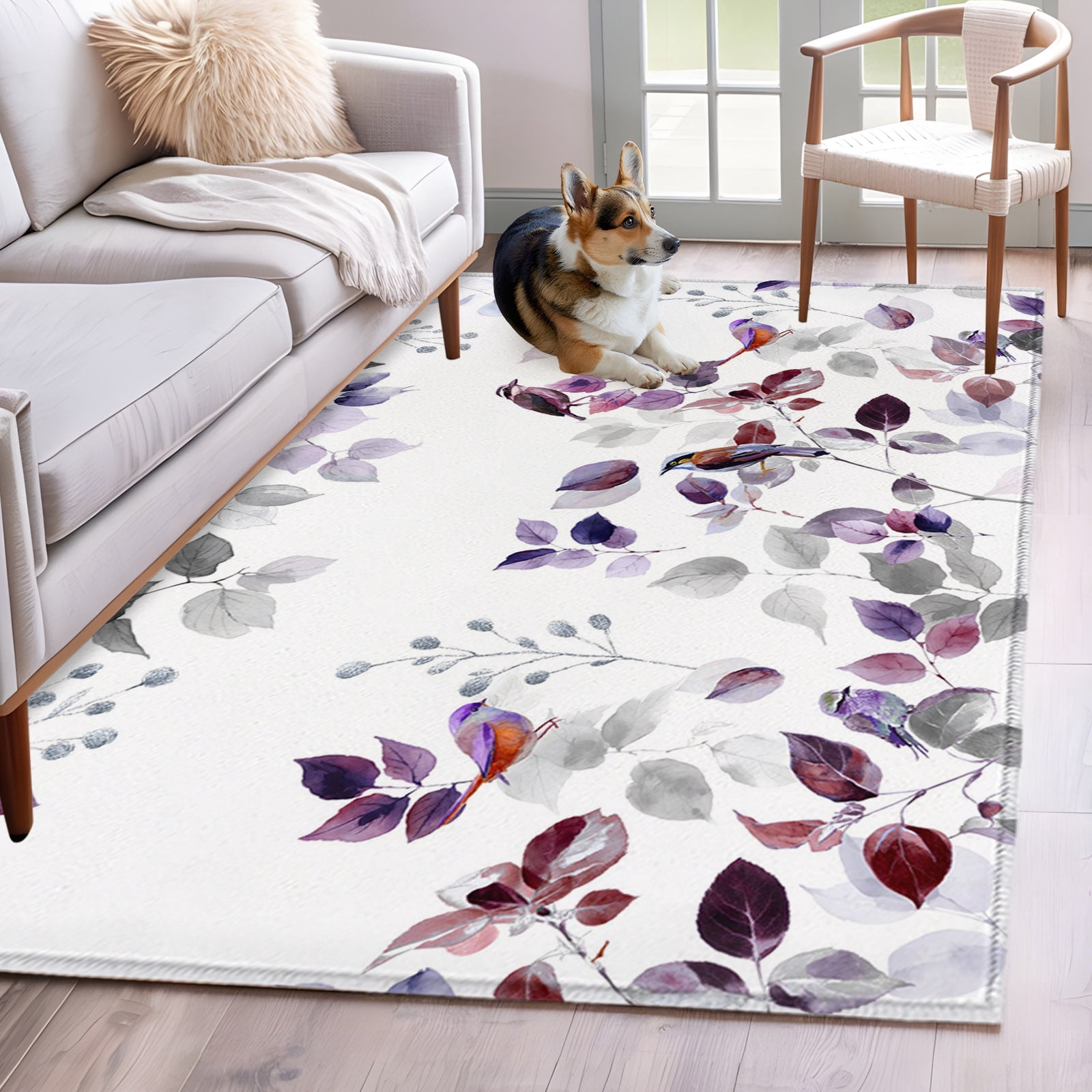 Area Rug 3x5ft, Fall Pastoral Gradient Botanical Washable Rugs for ...