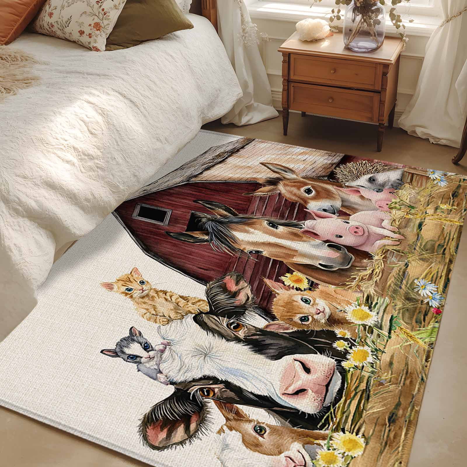 Area Rug 3x5ft Farm Animal Carpets Indoor Floor Area Mat Washable ...
