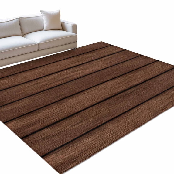 Area Rug 3x5ft, Farm Brown Wood Board Washable Rugs for Living Room ...
