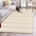 Area Rug 3x5ft Farm Leaf Stripe Retro Linen Area Rugs Washable Low Pile ...