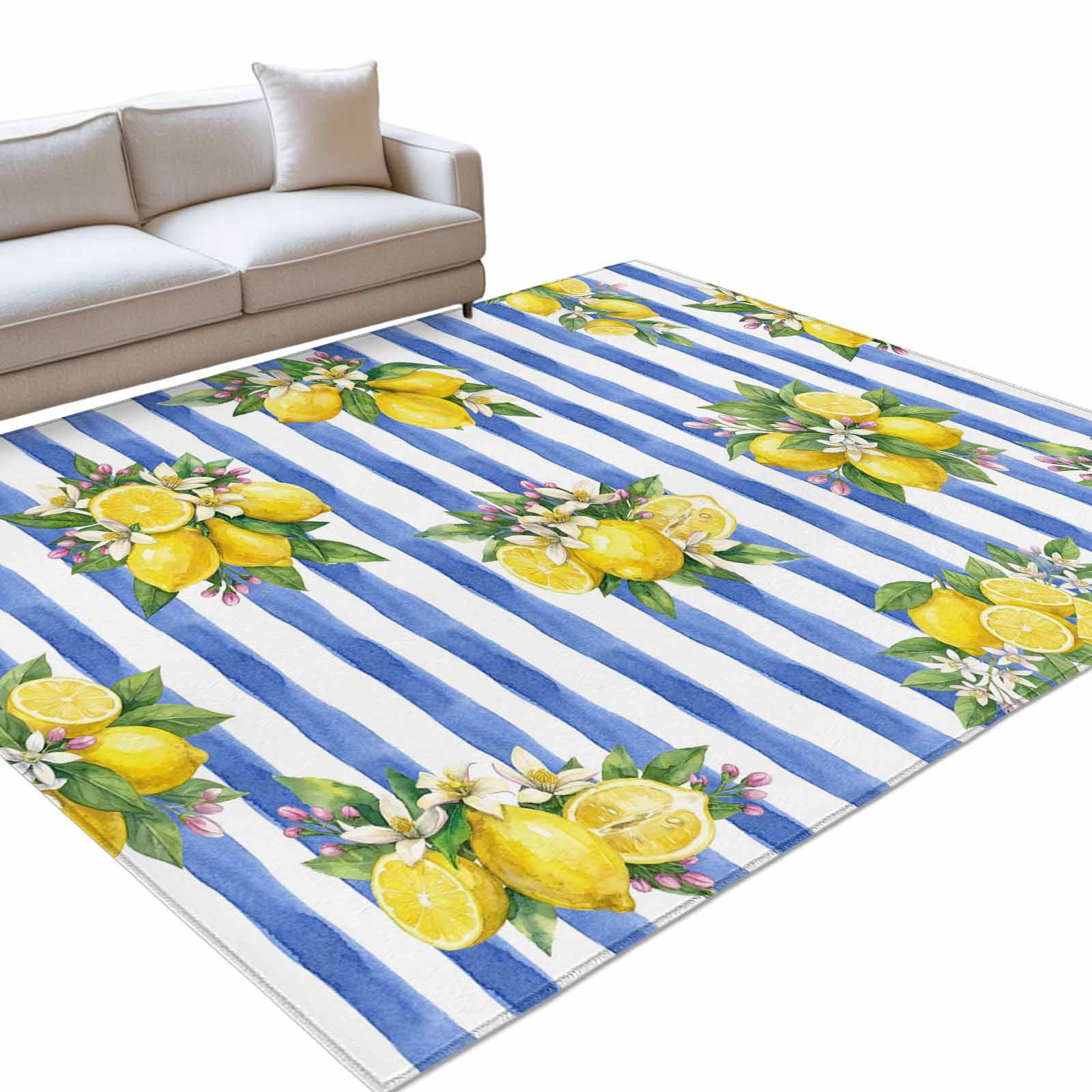 Area Rug 3x5ft, Farm Watercolor Lemon Fruit Washable Rugs for Living ...