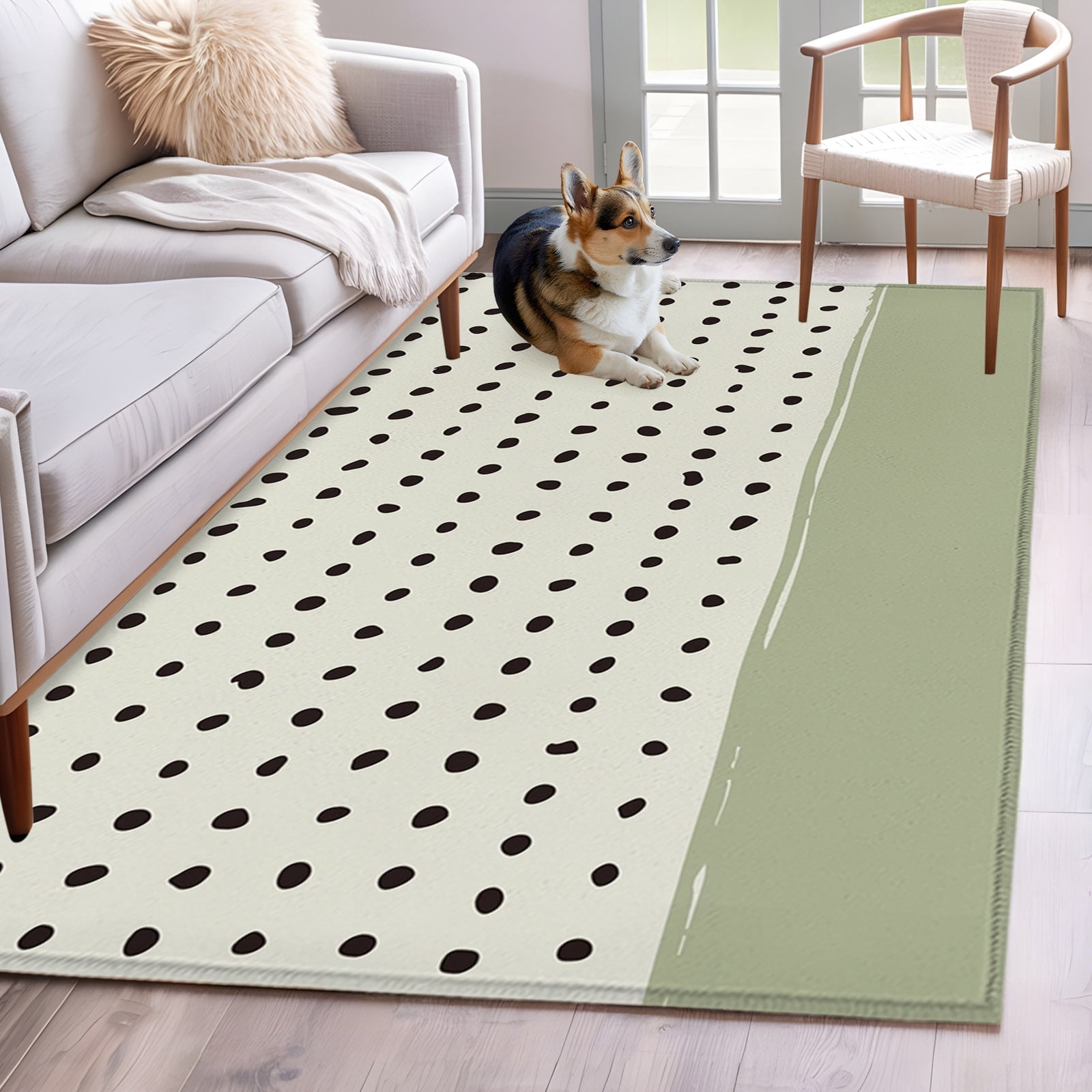 Area Rug 3x5ft Farmhouse Irregular Polka Dot Area Rugs Washable Low ...