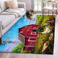 Area Rug 3x5ft, Farmhouse Red Barn Chicken Washable Rugs for Living ...