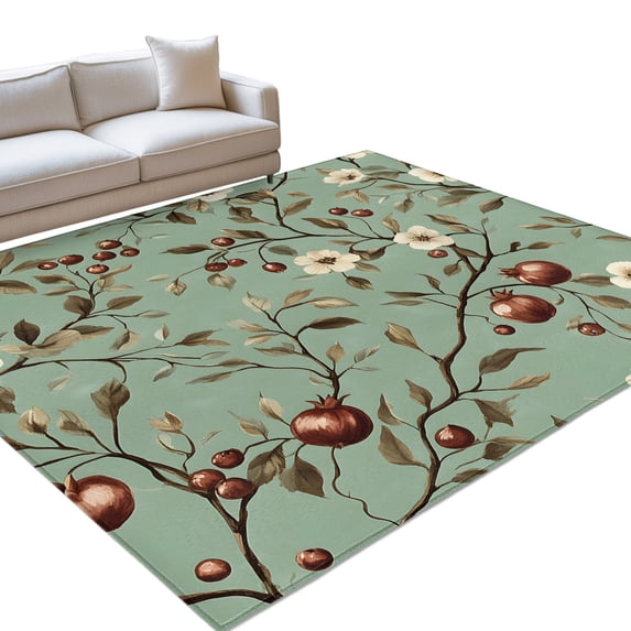 Area Rug 3x5ft Floral Fruit Branch Washable Area Rugs for Living Room ...