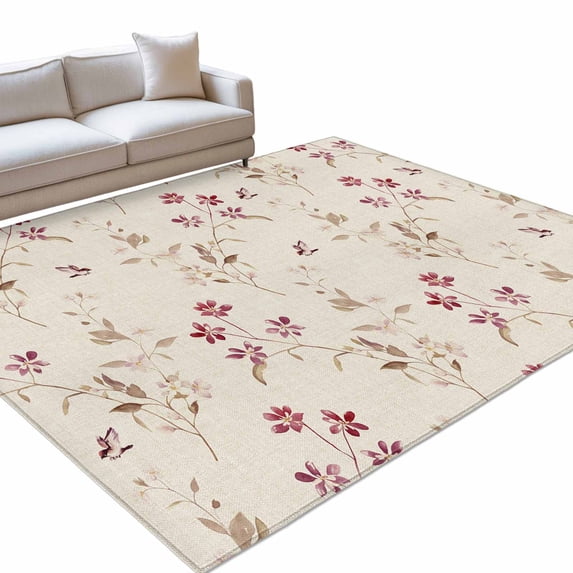 Area Rug 3x5ft Flower Bird Washable Area Rugs for Living Room Vintage ...