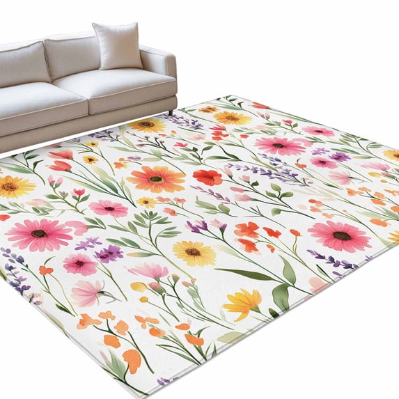 Area Rug 3x5ft Flowers Washable Area Rugs for Living Room Spring ...