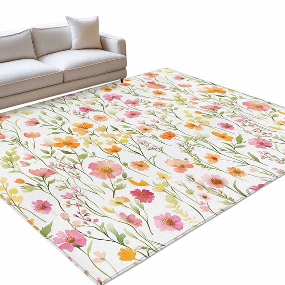 Area Rug 3x5ft Flowers Washable Area Rugs for Living Room Spring ...
