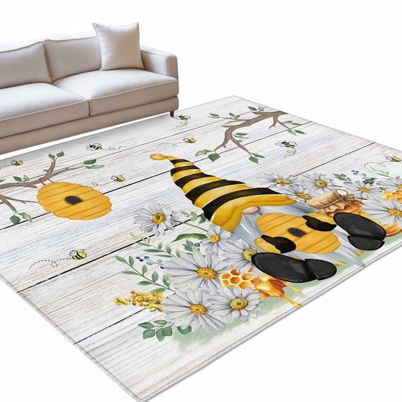 Area Rug 3x5ft Gnome Daisy Floral Washable Area Rugs for Living Room ...