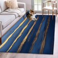 Area Rug 3x5ft Gold Navy Blue Stripes Abstract Sea Wave Area Rugs ...