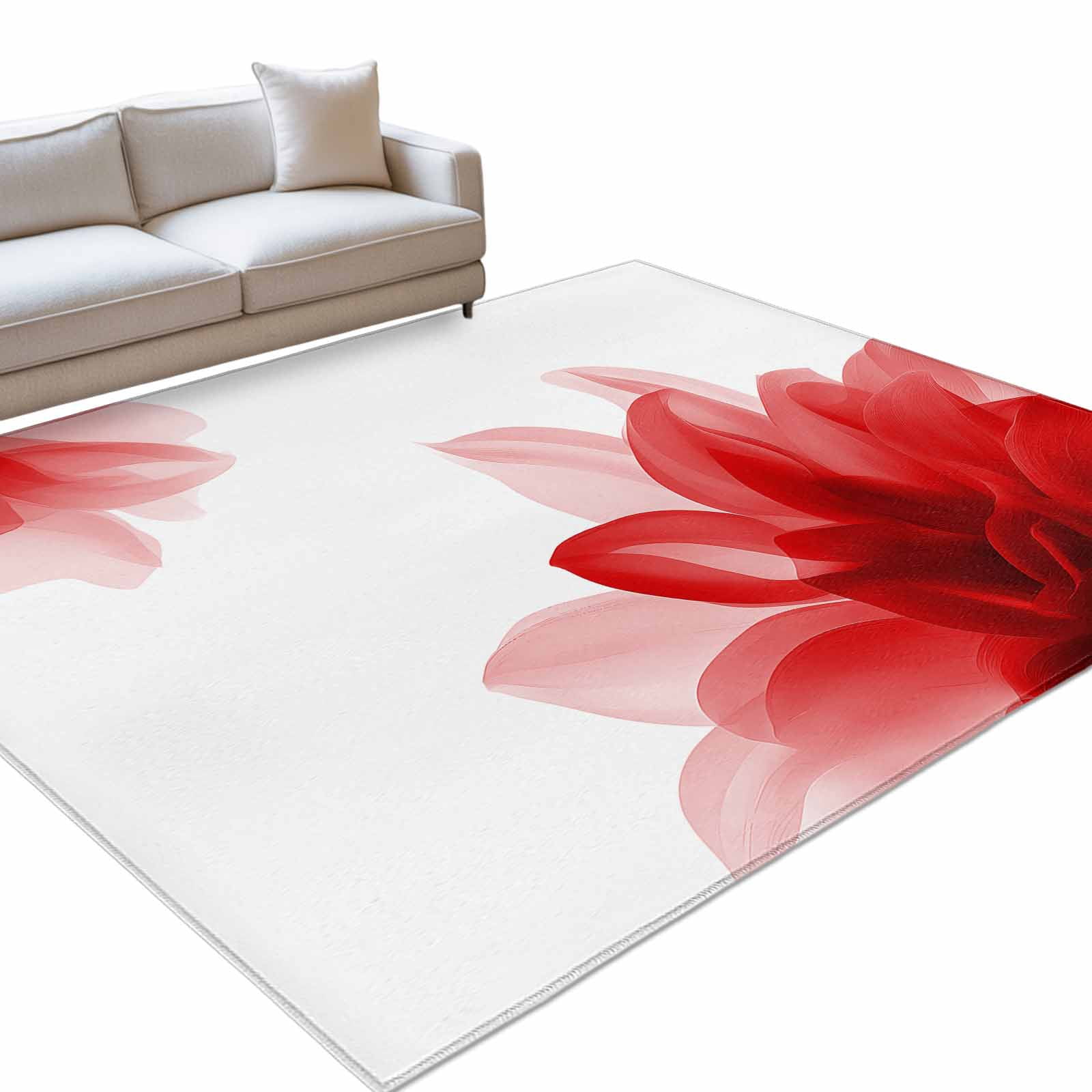 Area Rug 3x5ft, Gradient Red Flower Washable Rugs for Living Room ...