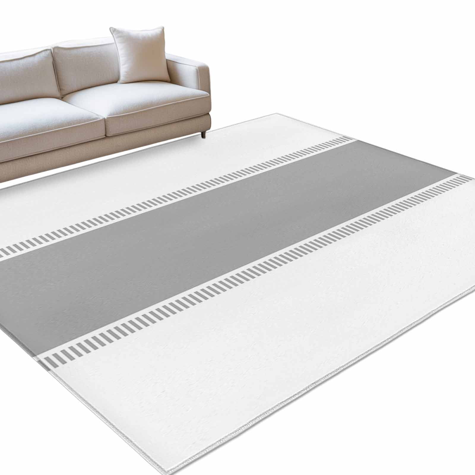 Area Rug 3x5ft, Gray Stripe Solid Color Washable Rugs for Living Room ...