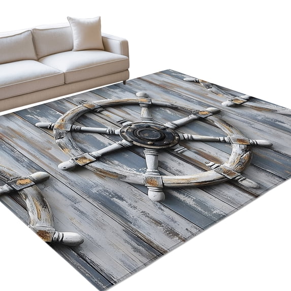 Area Rug 3x5ft Gray Yellow Rudder Washable Area Rugs for Living Room ...
