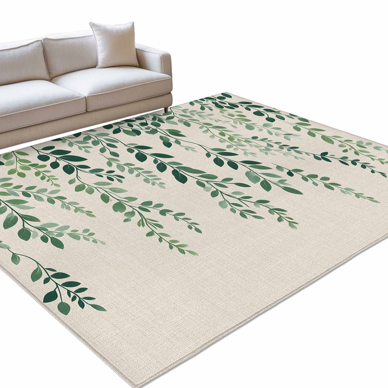 Area Rug 3x5ft Green Branch Washable Area Rugs for Living Room Spring ...
