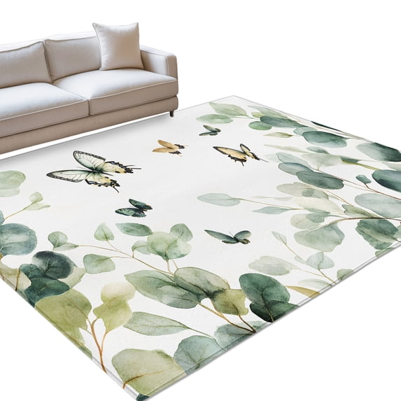 Area Rug 3x5ft Green Eucalyptus Leaves Washable Area Rugs for Living ...
