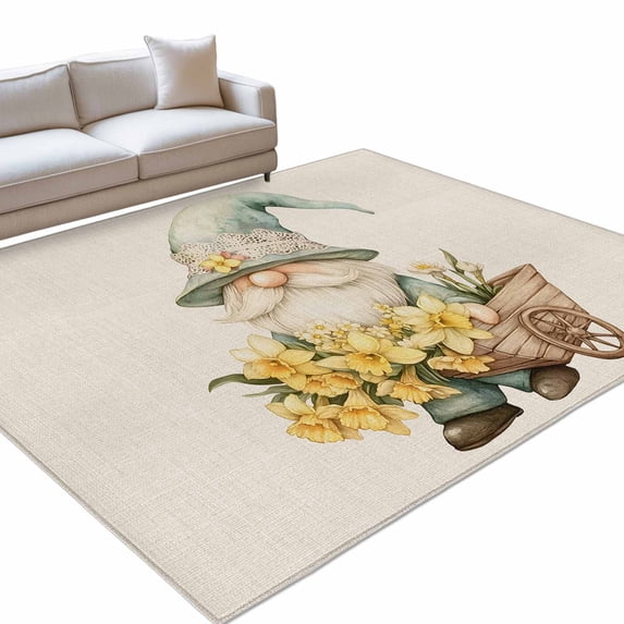 Area Rug 3x5ft Green Gnome Washable Area Rugs for Living Room Cart Full ...