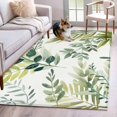 Area Rug 3x5ft Green Leaves Pastoral Botanical Area Rugs Washable Low ...