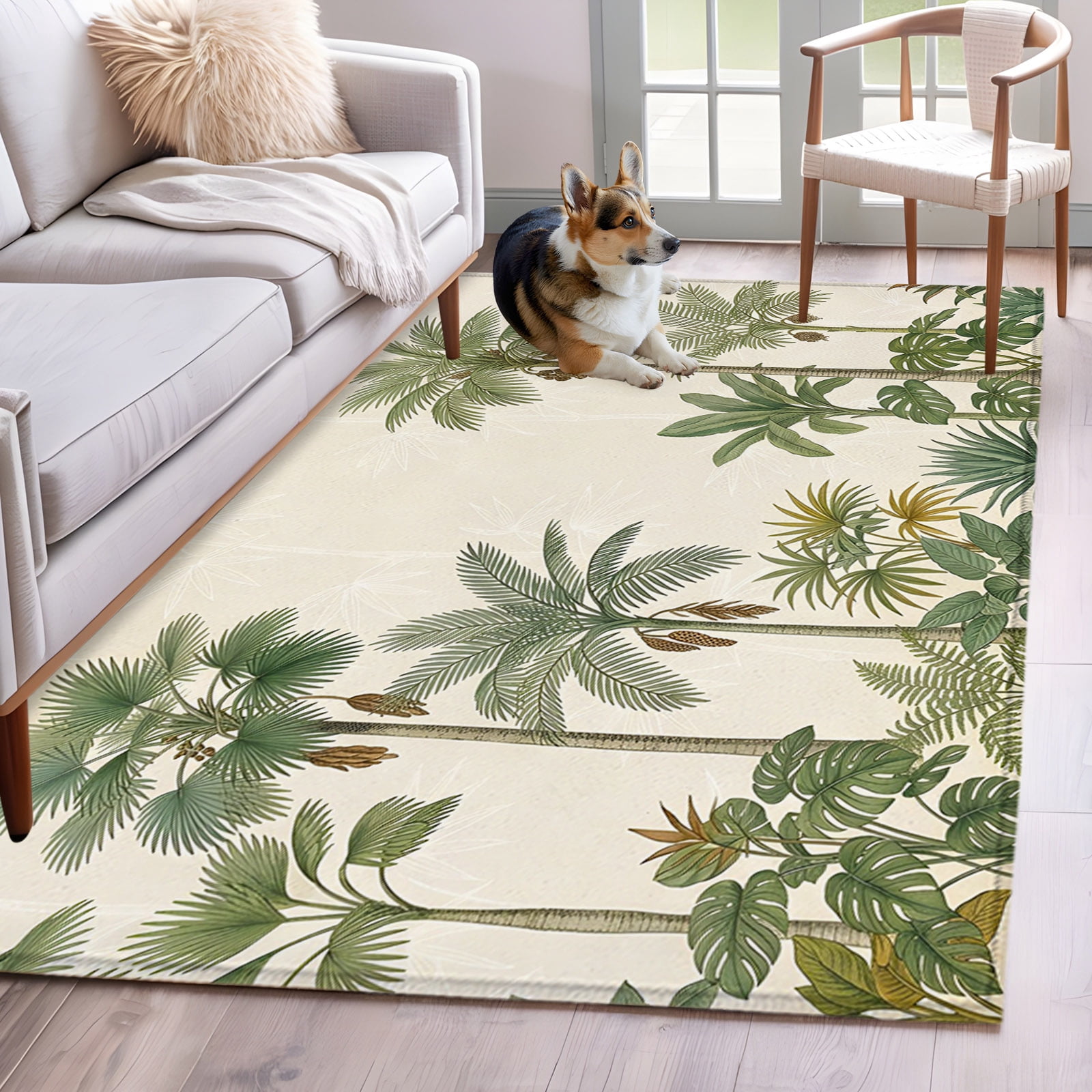 Area Rug 3x5ft, Green Palm Tree Tropical Forest Washable Rugs for ...
