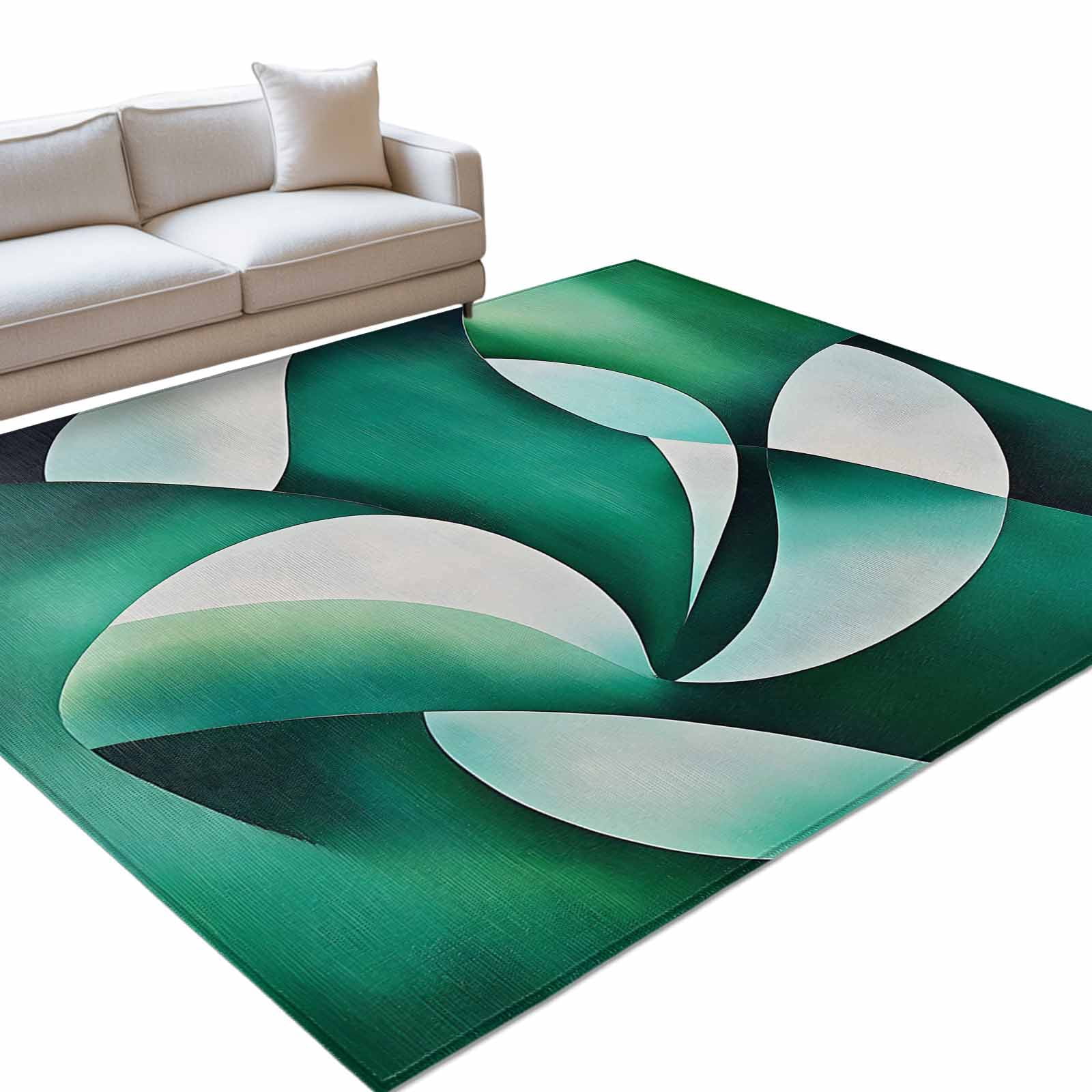 Area Rug 3x5ft Green White Washable Area Rugs for Living Room Gradient ...
