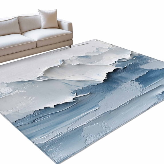 Area Rug 3x5ft Grey Ocean Waves Washable Area Rugs for Living Room ...