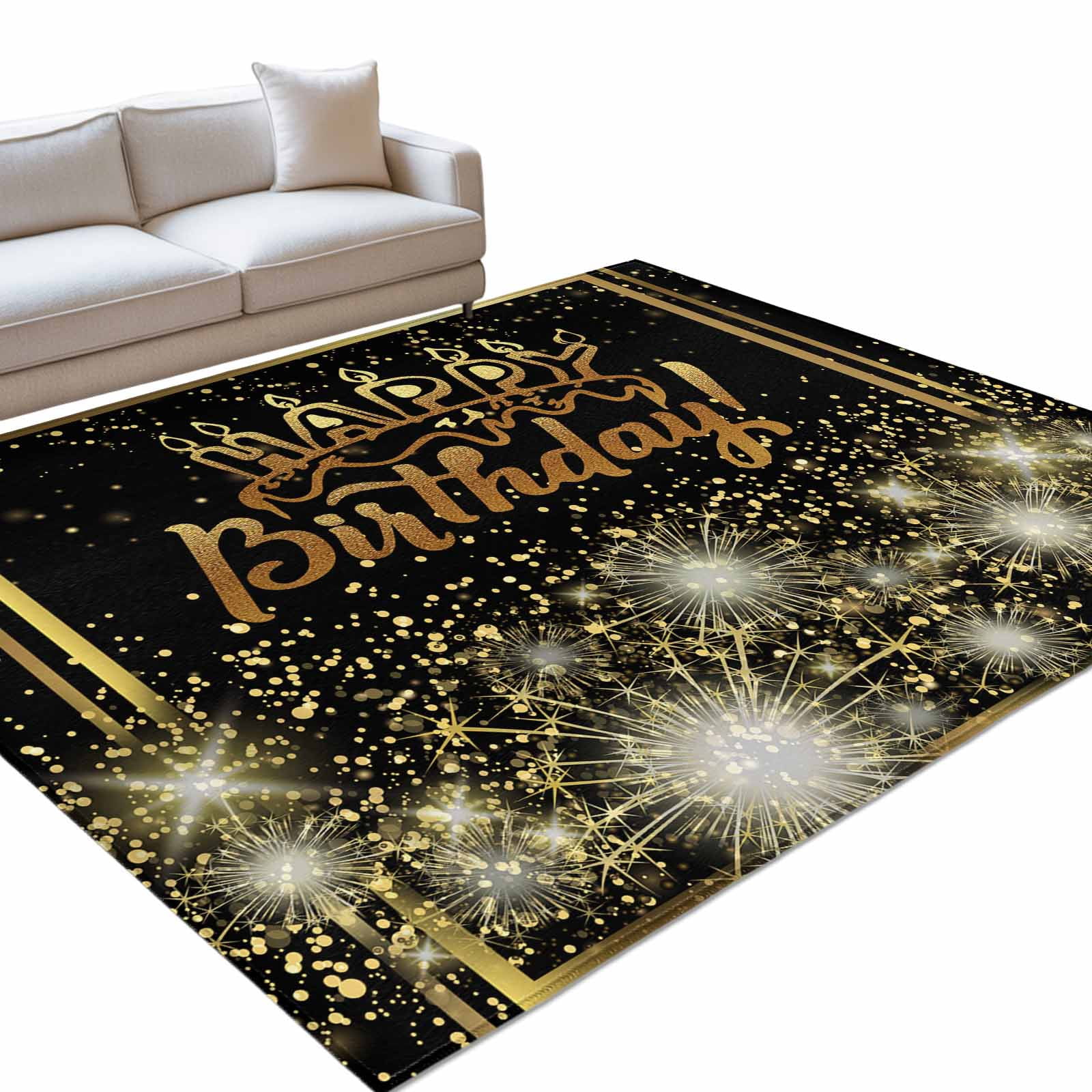 Area Rug 3x5ft Happy Birthday Washable Area Rugs for Living Room ...
