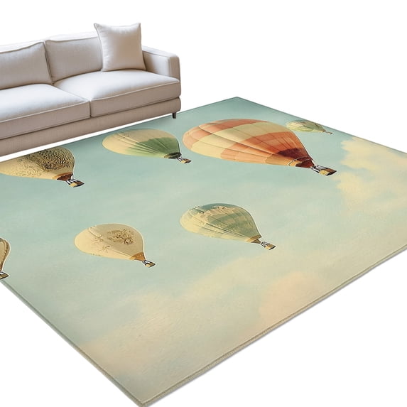 Area Rug 3x5ft Hot Air Balloon Sky Washable Area Rugs for Living Room ...