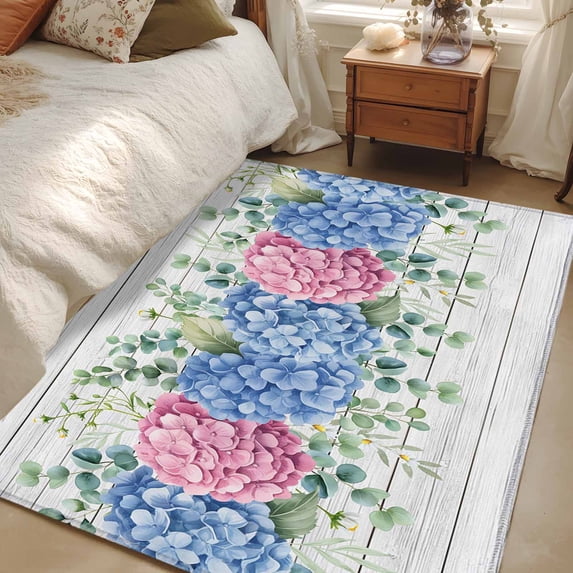 Area Rug 3x5ft Hydrangea Flower Carpets Indoor Floor Area Mat Washable ...