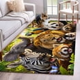 Area Rug 3x5ft Jungle Animals Elephant Lion Pattern Area Rugs Washable ...