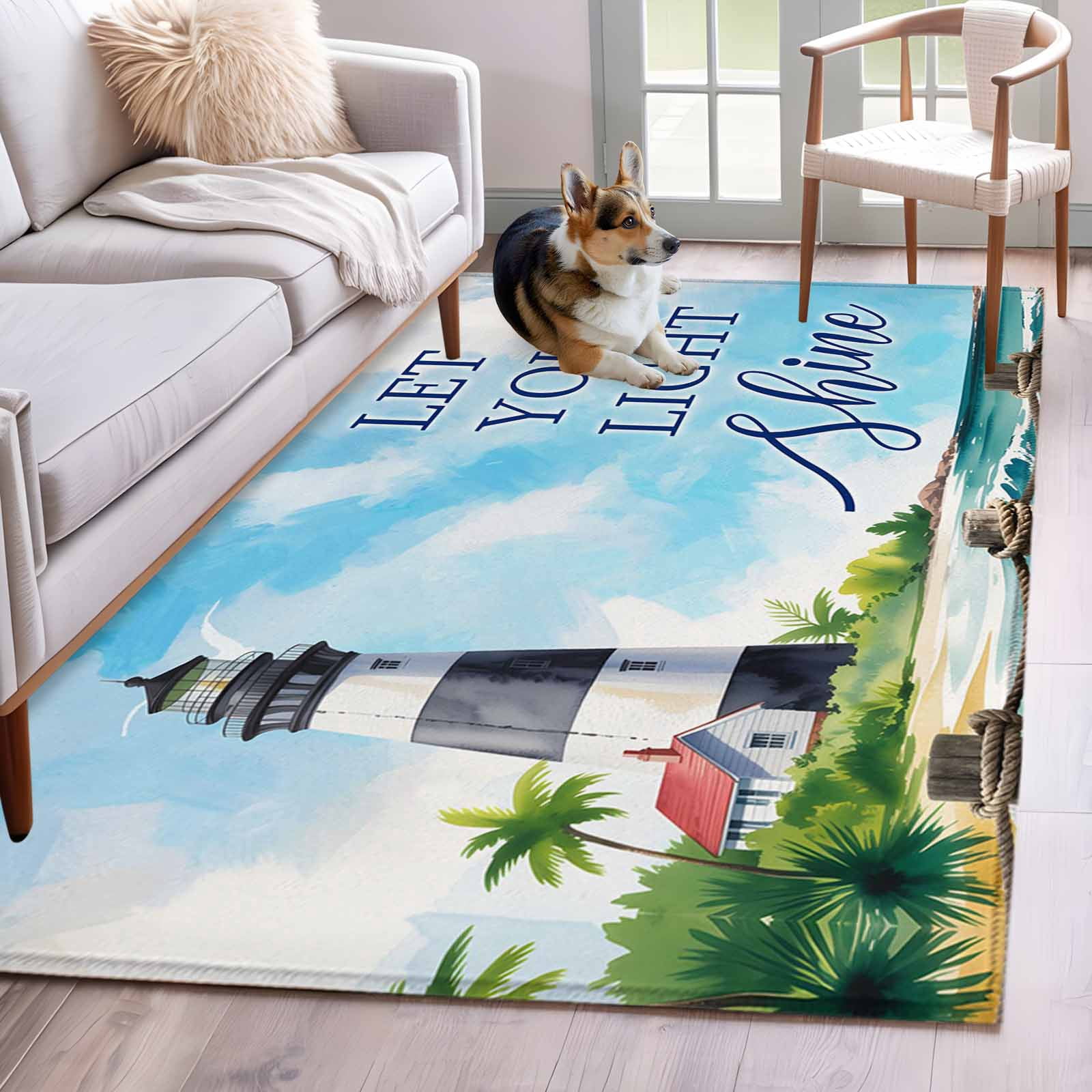 Area Rug 3x5ft LET YOUR LIGHT Shine Area Rugs Washable Low Pile Floor ...