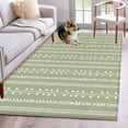 Area Rug 3x5ft Leaf Stripe Sage Green Area Rugs Washable Low Pile Floor ...