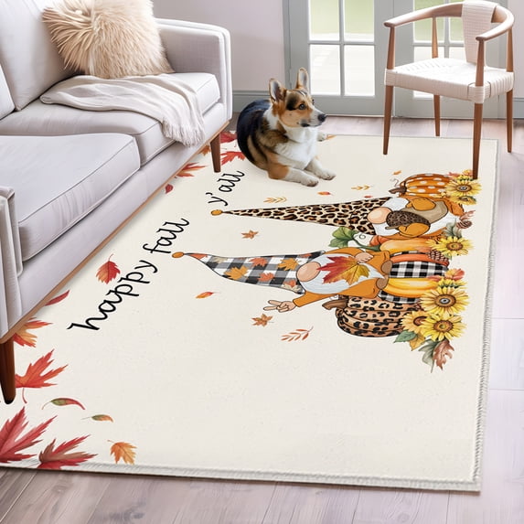 Area Rug 3x5ft, Leopard Hat Gnome Washable Rugs for Living Room Bedroom ...
