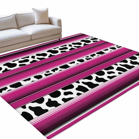 Area Rug 3x5ft, Mexico Cow Animal Black White Skin Texture Washable ...