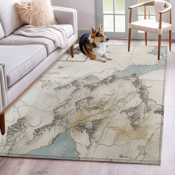 Area Rug 3x5ft Middle Earth Map on Retro Area Rugs Washable Low Pile ...